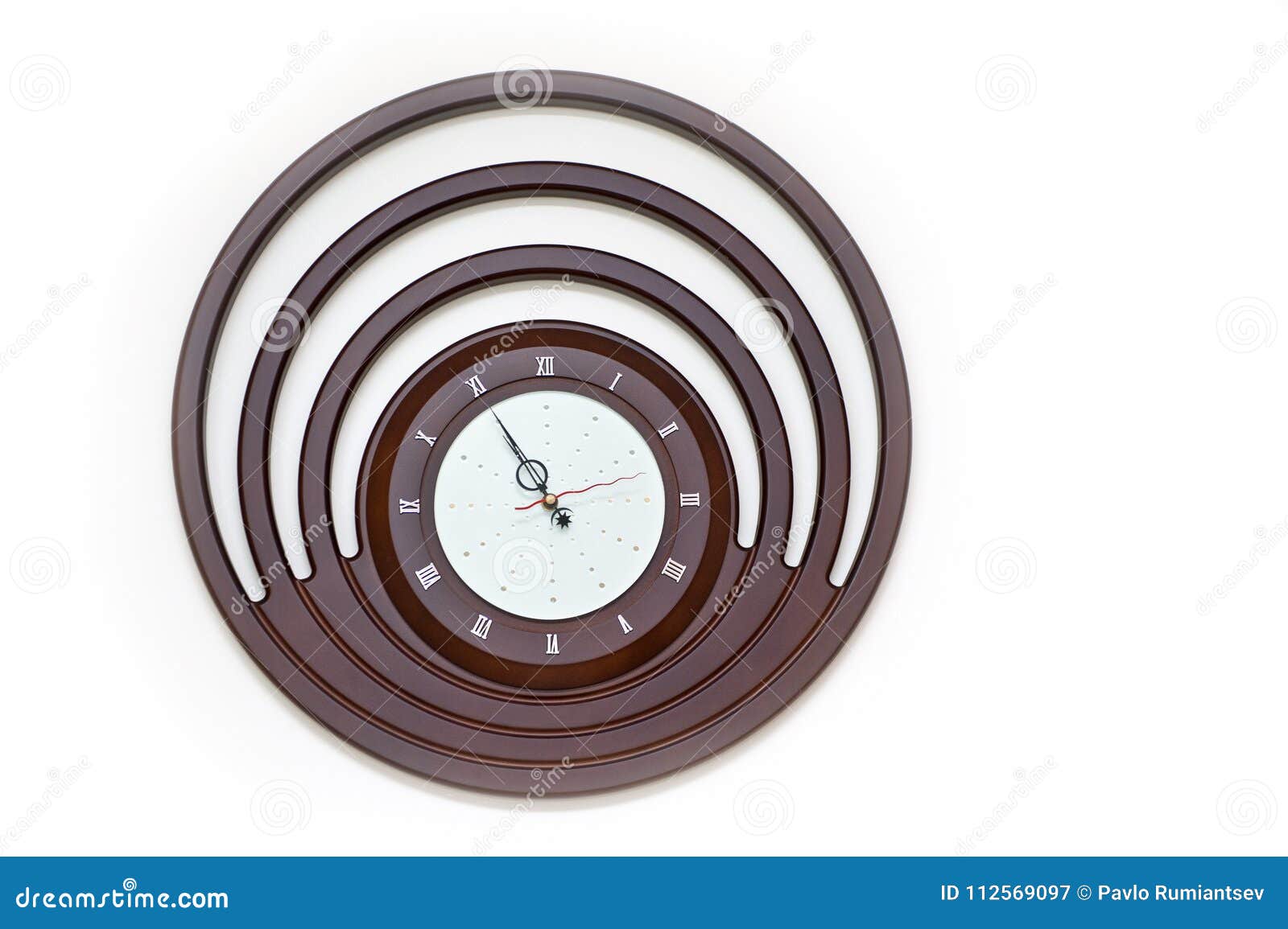 Designer Wall Clock with Round Dial on White Background Stock Image ...