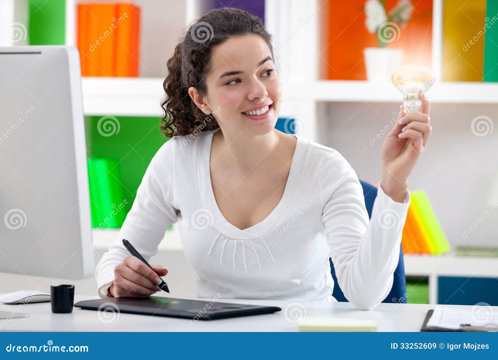 Designer woman having idea stock image. Image of caucasian - 33252609