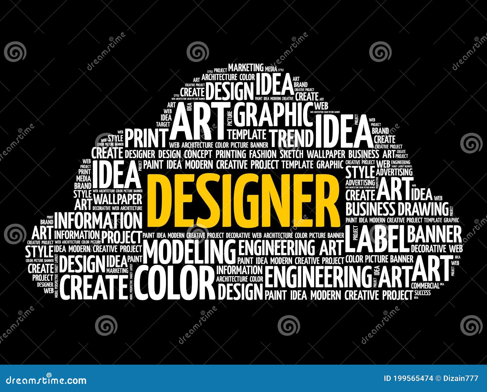 DESIGNER Word Cloud, Creative Concept Stock Illustration - Illustration ...