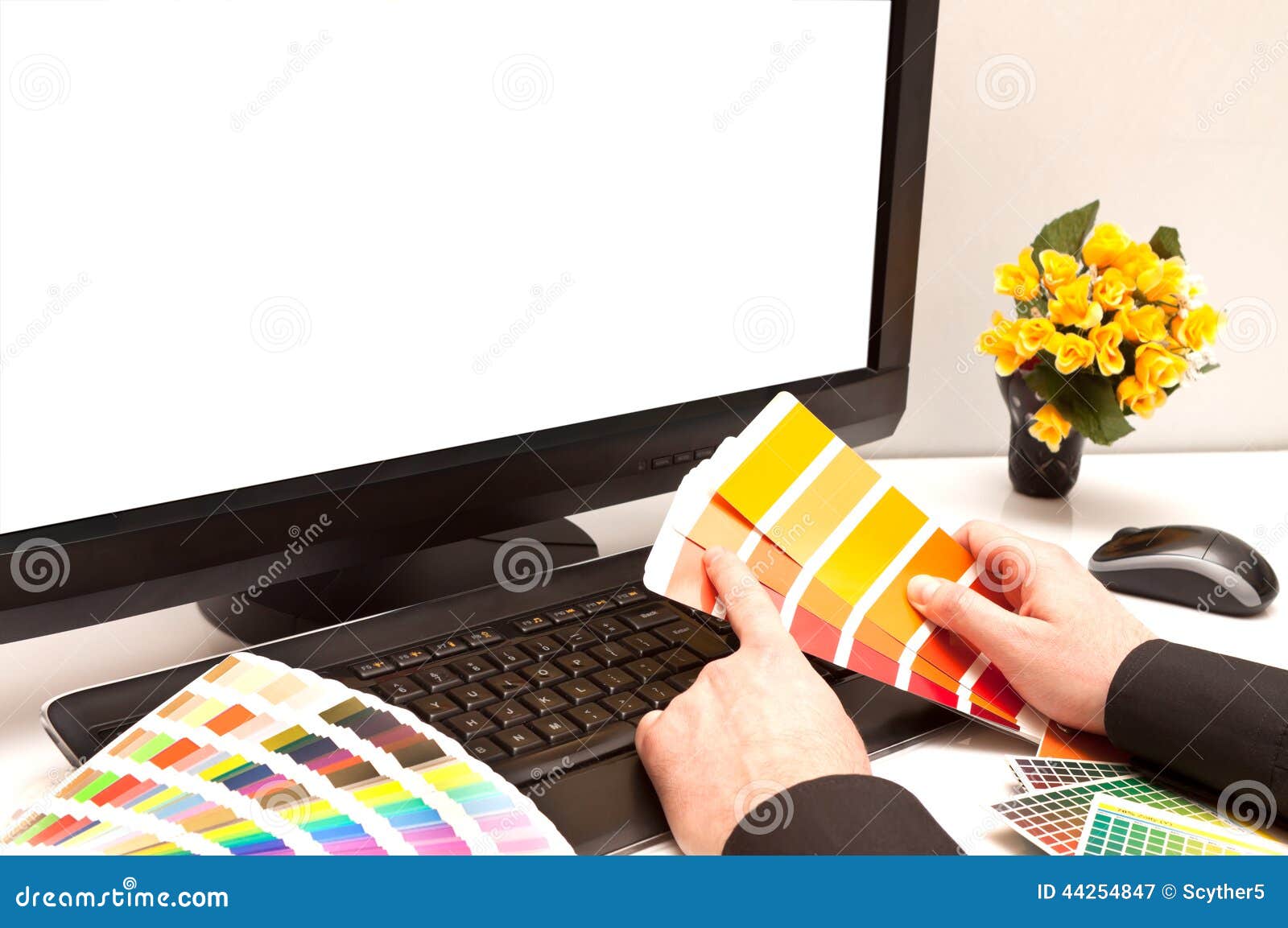 Designer at Work. Color Samples Stock Image - Image of artist, hand ...