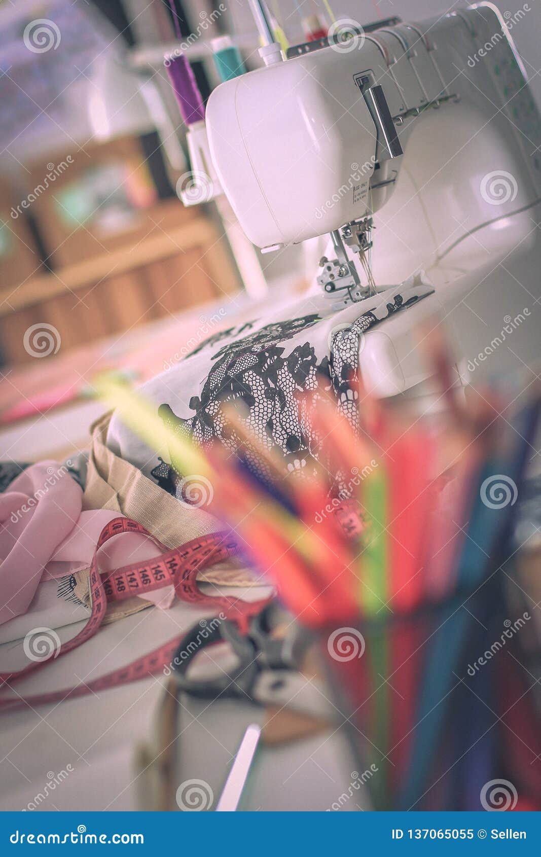 Designer Work Place with Sew Manikins, in Office Stock Image - Image of ...