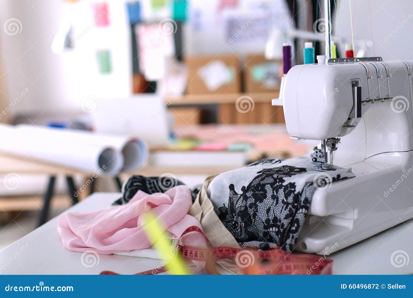 Designer Work Place Sewing Machine in Office Stock Photo - Image of ...