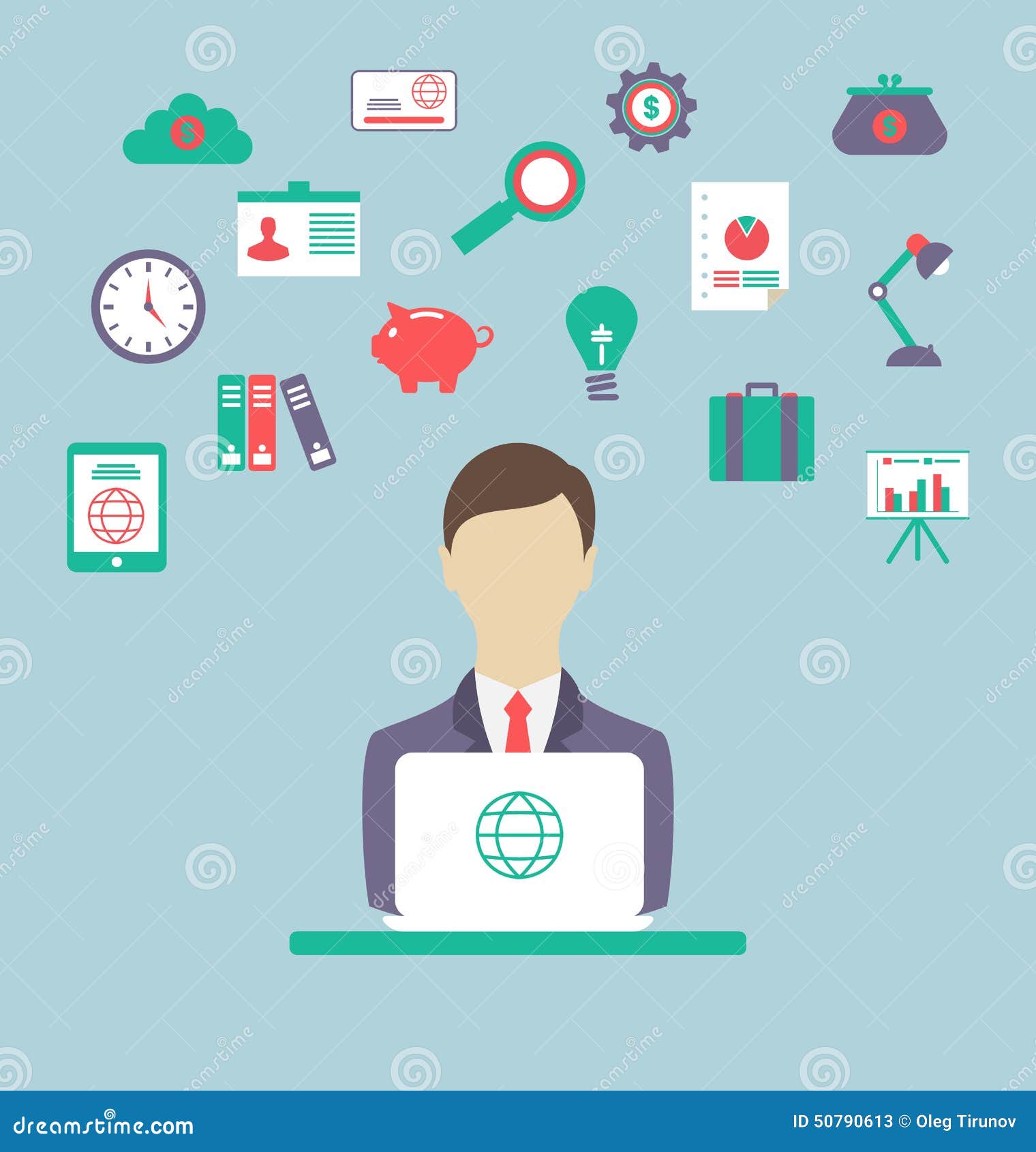 Designer, Work Place, Work Elements, Flat Style Design Stock Vector ...