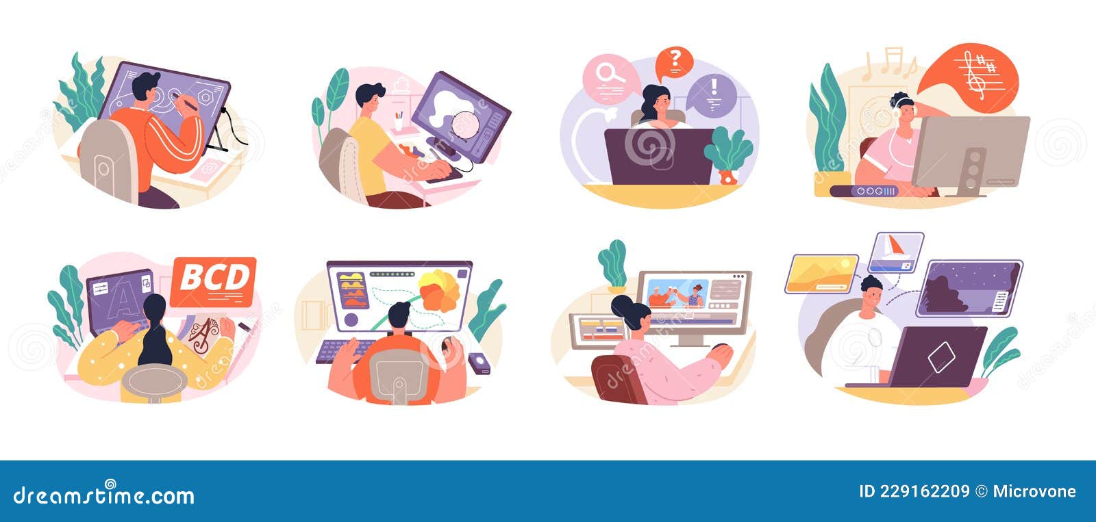 Designer Workers. Designers Use Technology, Laptops on Workplace ...