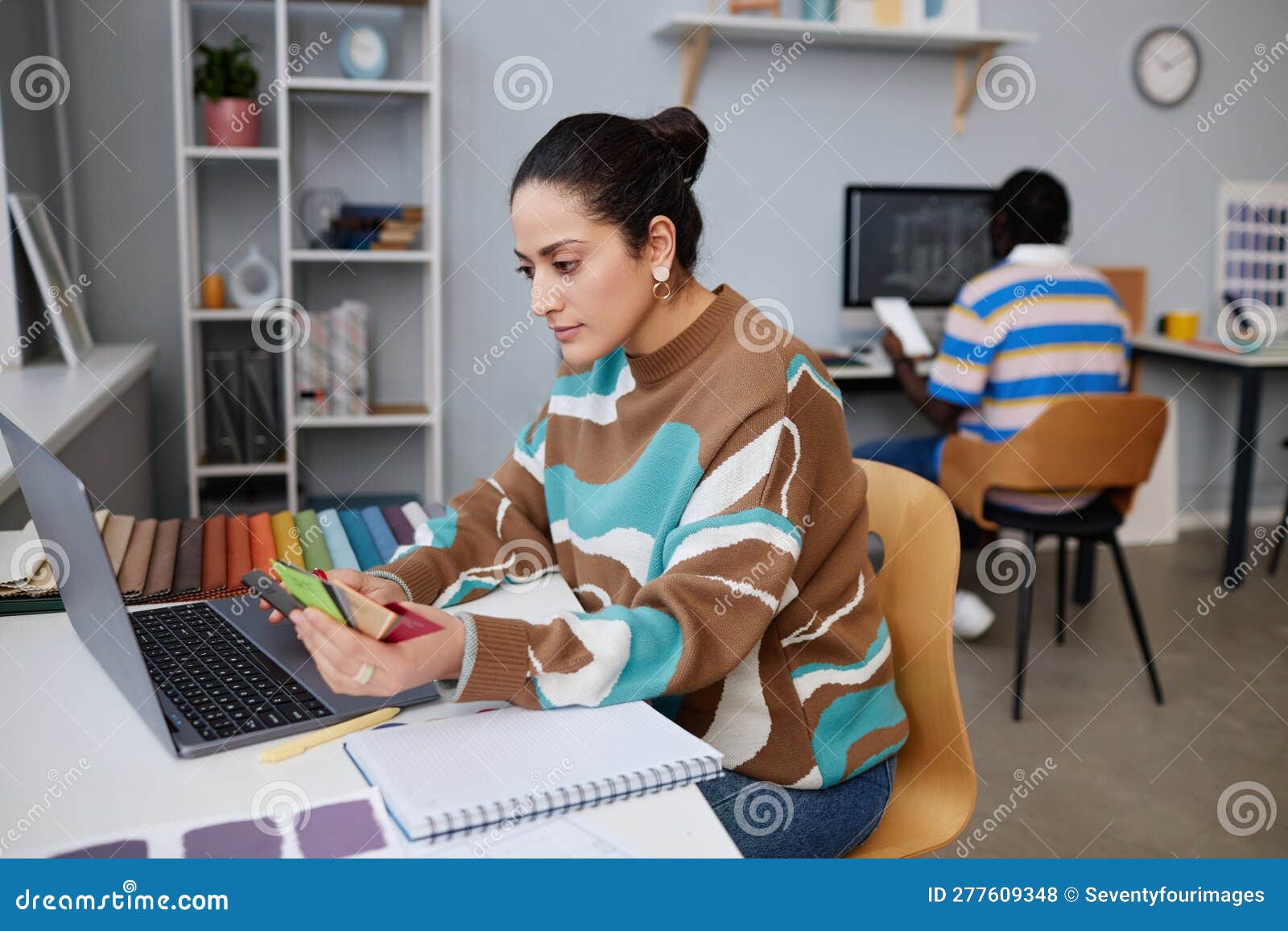 Designer Working with Color Palette at Her Workplace Stock Photo ...