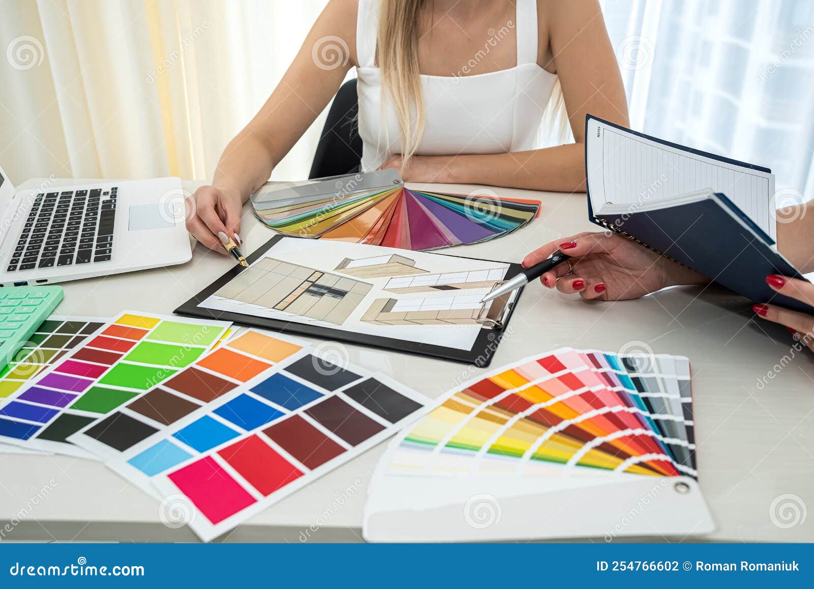 Designer Working with Color Palette and House Plan Sketch Stock Photo ... Designer Working with Color Palette and House Plan Sketch Stock Photo ...