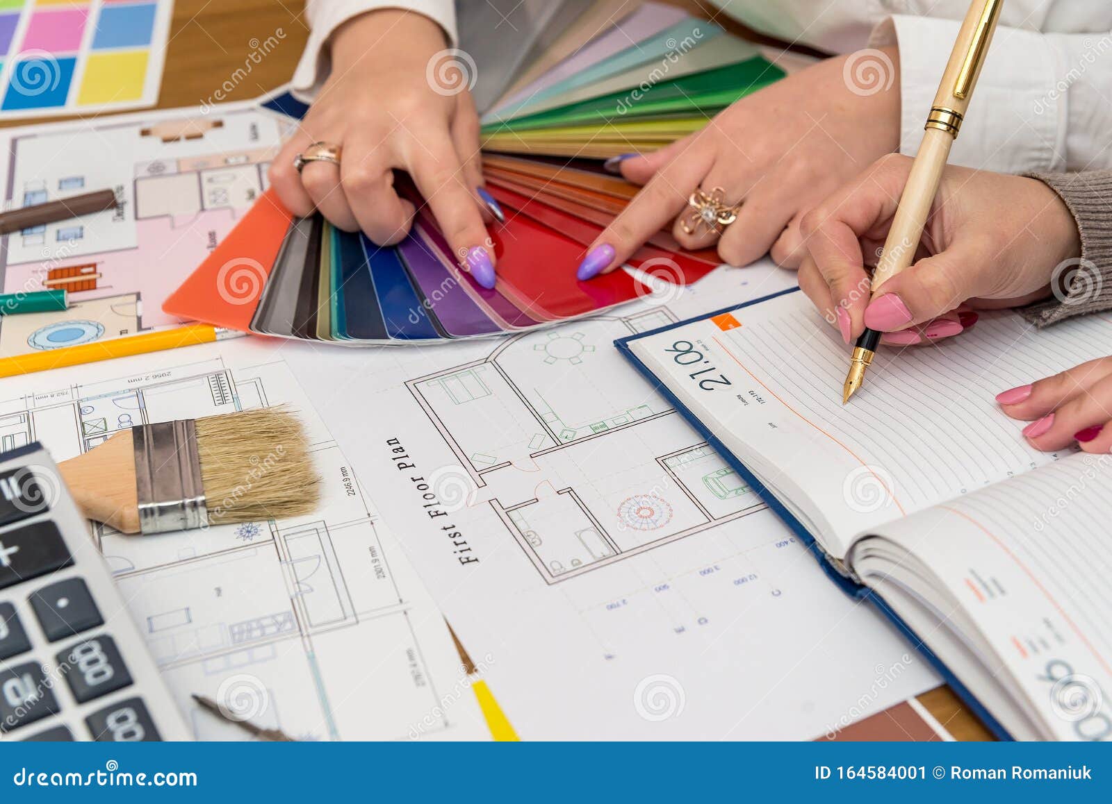 Designer Working with Color Palette at Office Stock Image - Image of ...