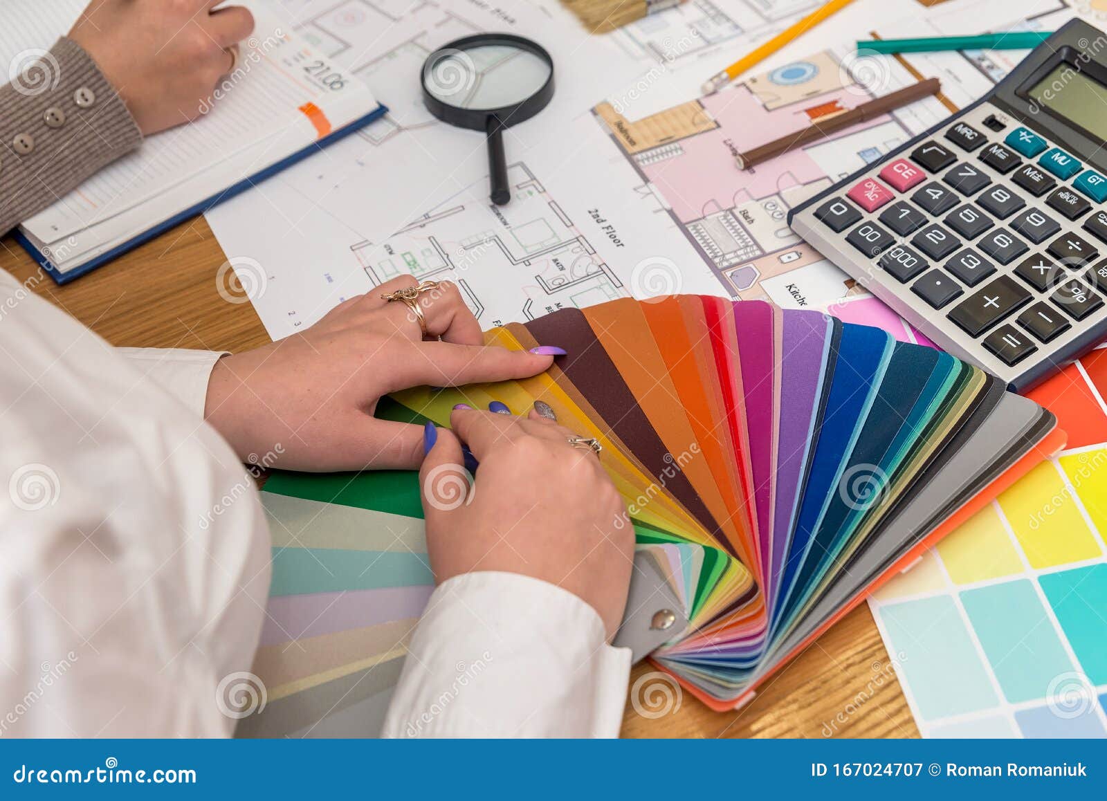 Designer Working with Color Palette at Office Stock Image - Image of ...