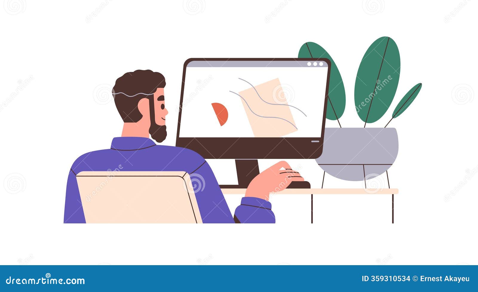 Designer Working on Computer at Desk. Digital Artist Drawing, Designing ...