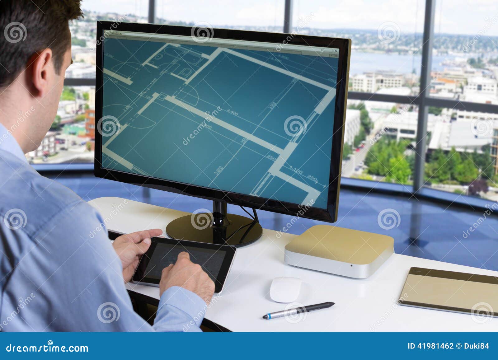 Designer Working on Computer Stock Photo - Image of engineering ...