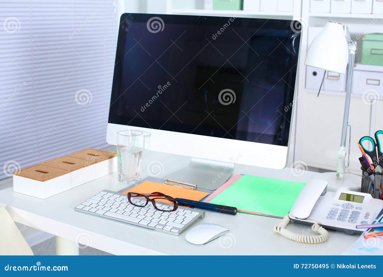 Designer Working Desk with a Computer and Paperwork Stock Image - Image ...