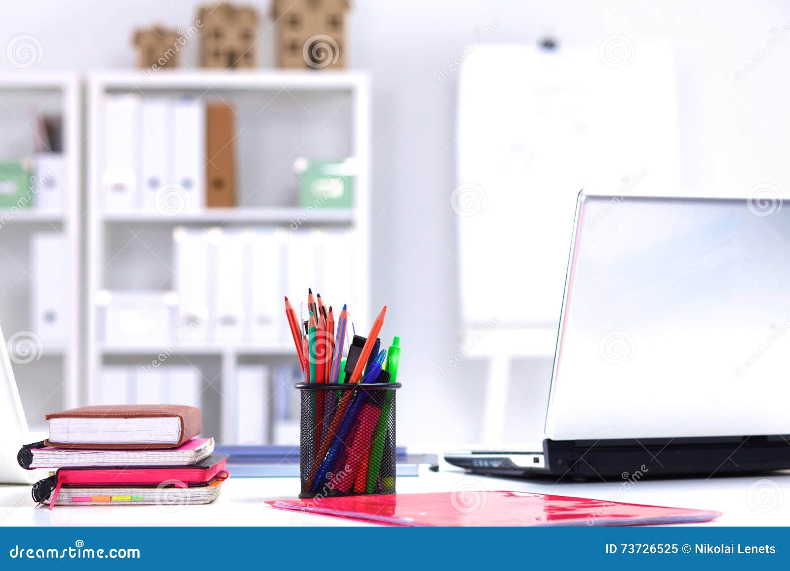 Designer Working Desk with a Computer and Paperwork Stock Image - Image ...