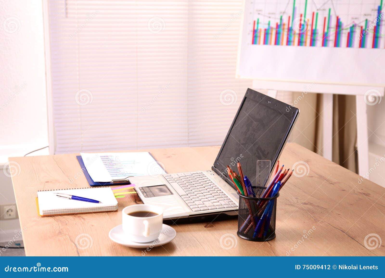 Designer Working Desk with a Computer and Paperwork Stock Photo - Image ...