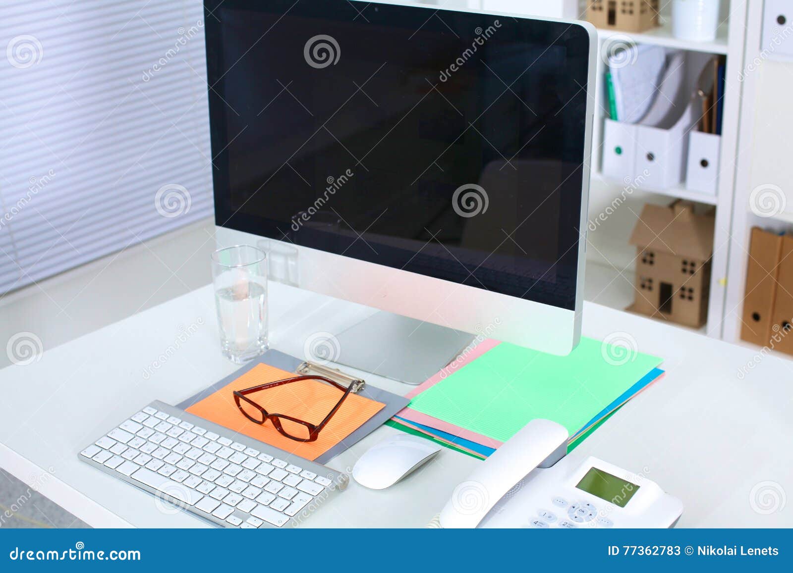 Designer Working Desk with Computer and Paperwork Stock Image - Image ...