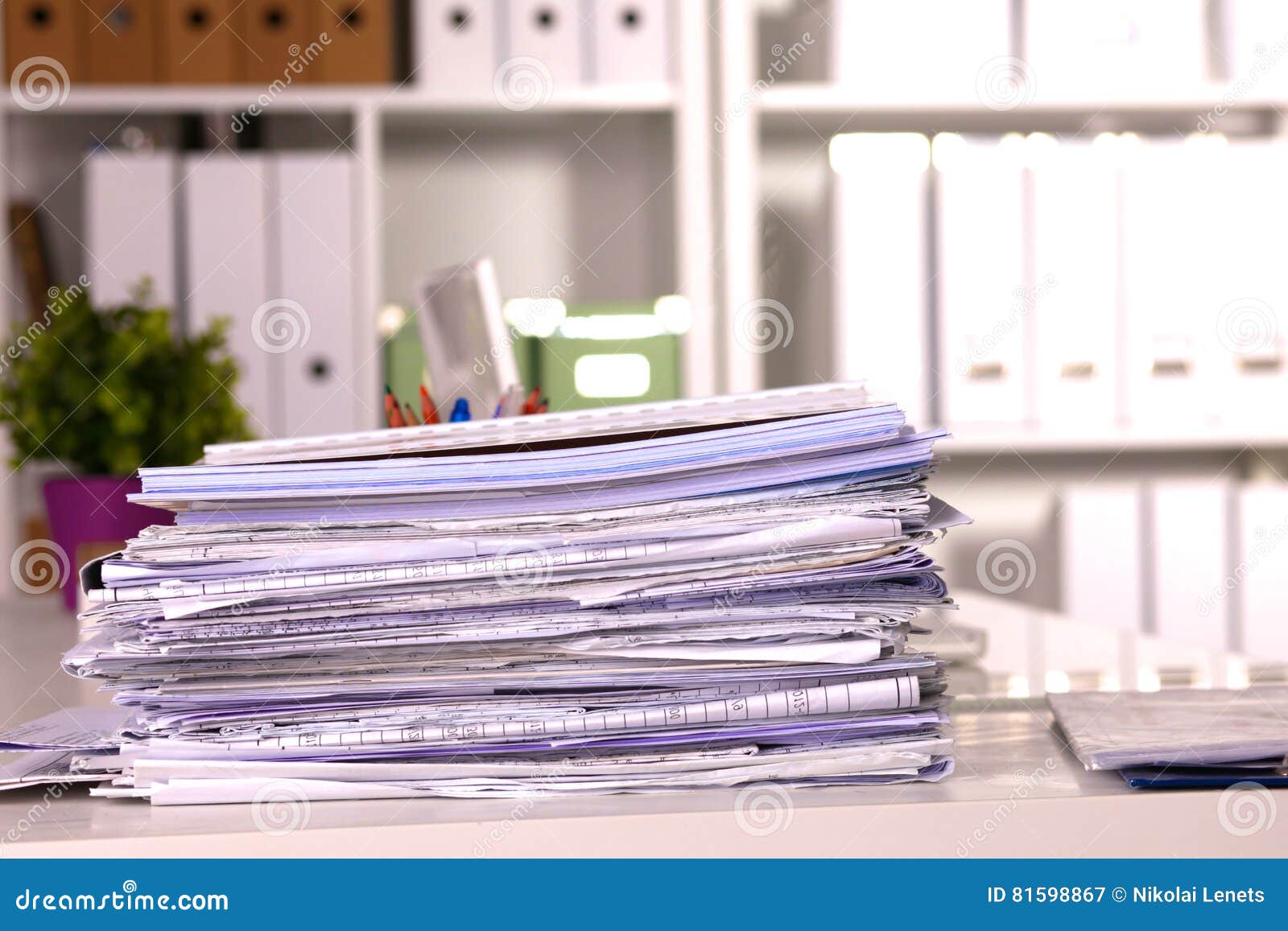 Designer Working Desk with a Computer and Paperwork Stock Image - Image ...