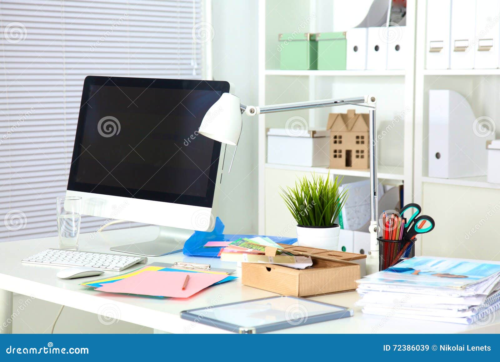 Designer Working Place with Computer and Paperwork Stock Image - Image ...