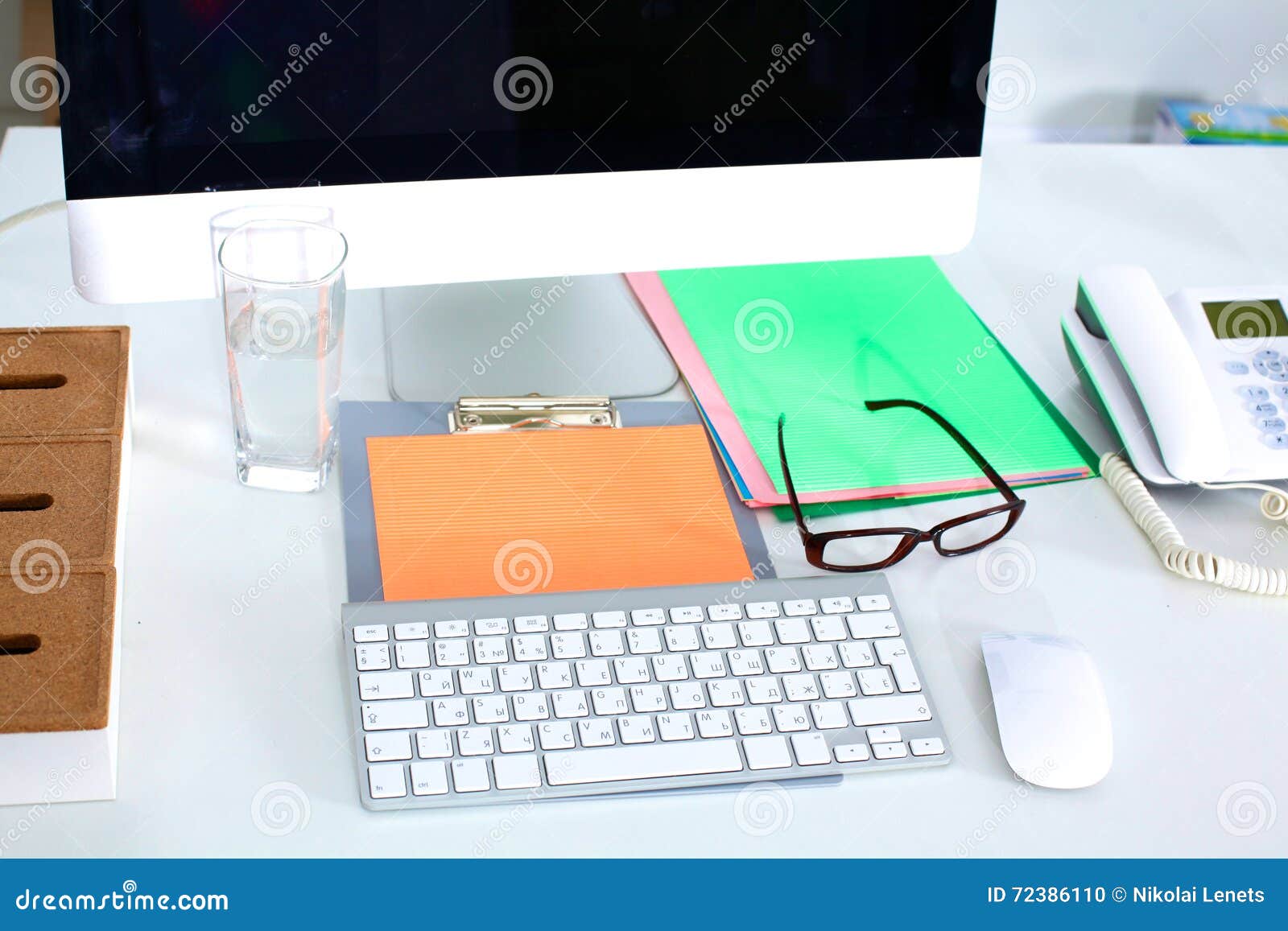 Designer Working Place with Computer and Paperwork Stock Photo - Image ...
