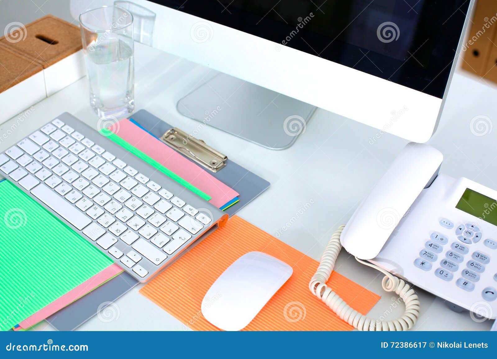 Designer Working Place with Computer and Paperwork Stock Image - Image ...