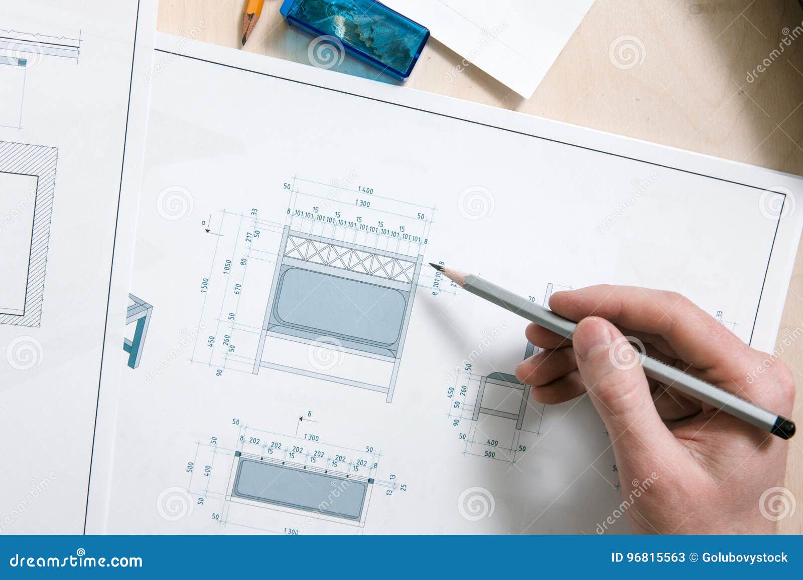 Designer Working Process Top View Stock Image - Image of desk, scheme ...