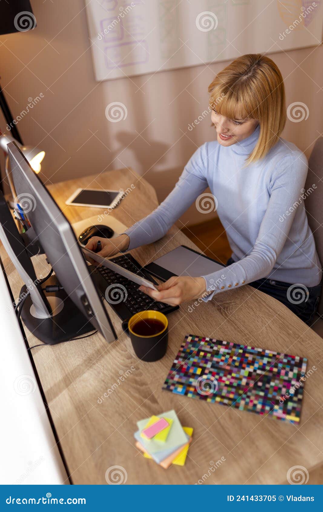 Designer Working Remotely from Home Stock Image - Image of occupation ...