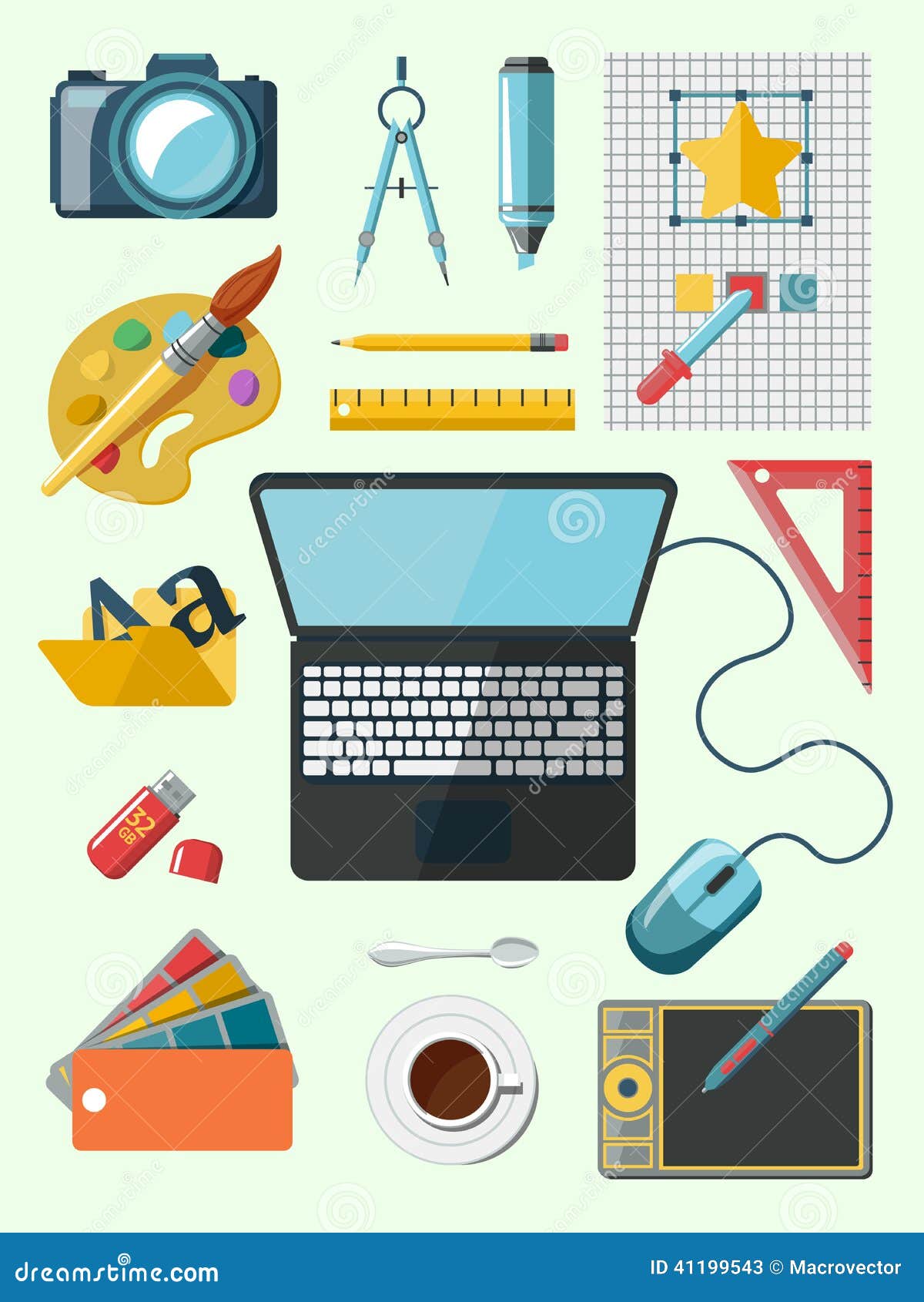 Designer workplace icons stock vector. Illustration of paint - 41199543