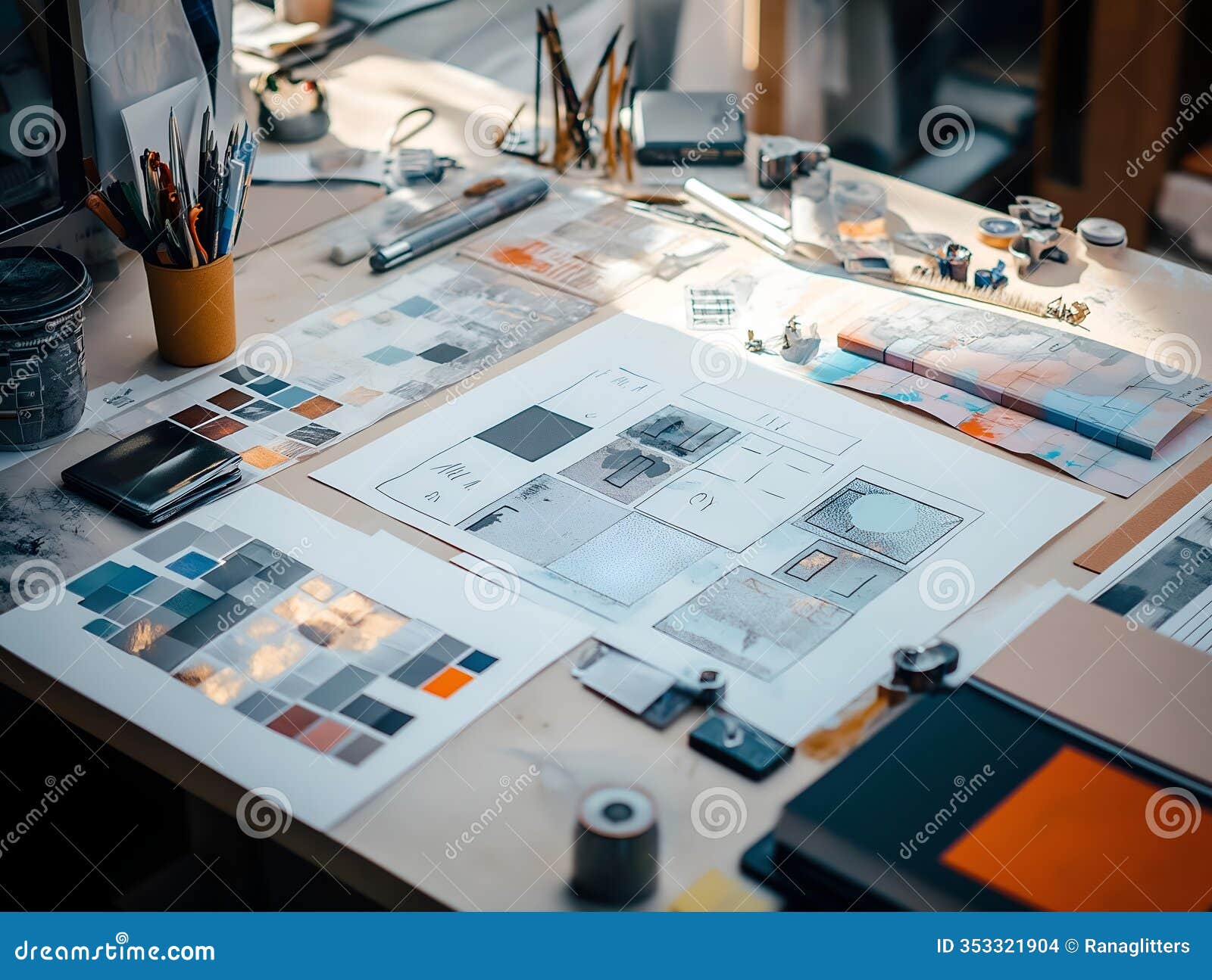 Designer Workspace, Color Palette, Plans, Materials, Creative Process ...