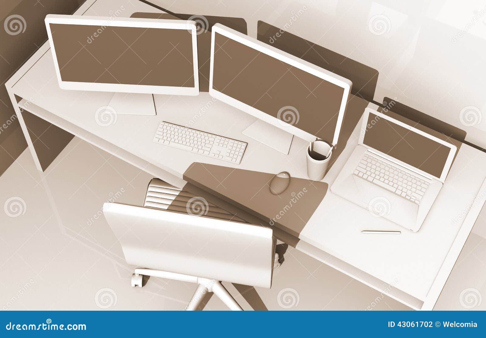 Designer Workstation Concept Stock Illustration - Illustration of ...