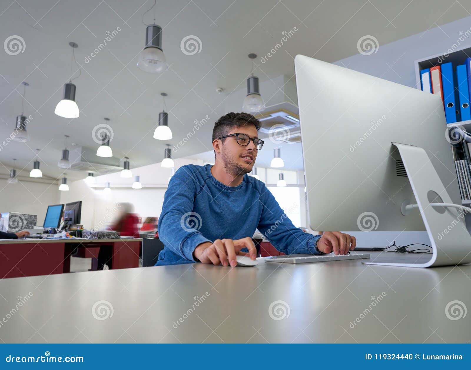 Designer Young Man Working with Computer Stock Photo - Image of career ...