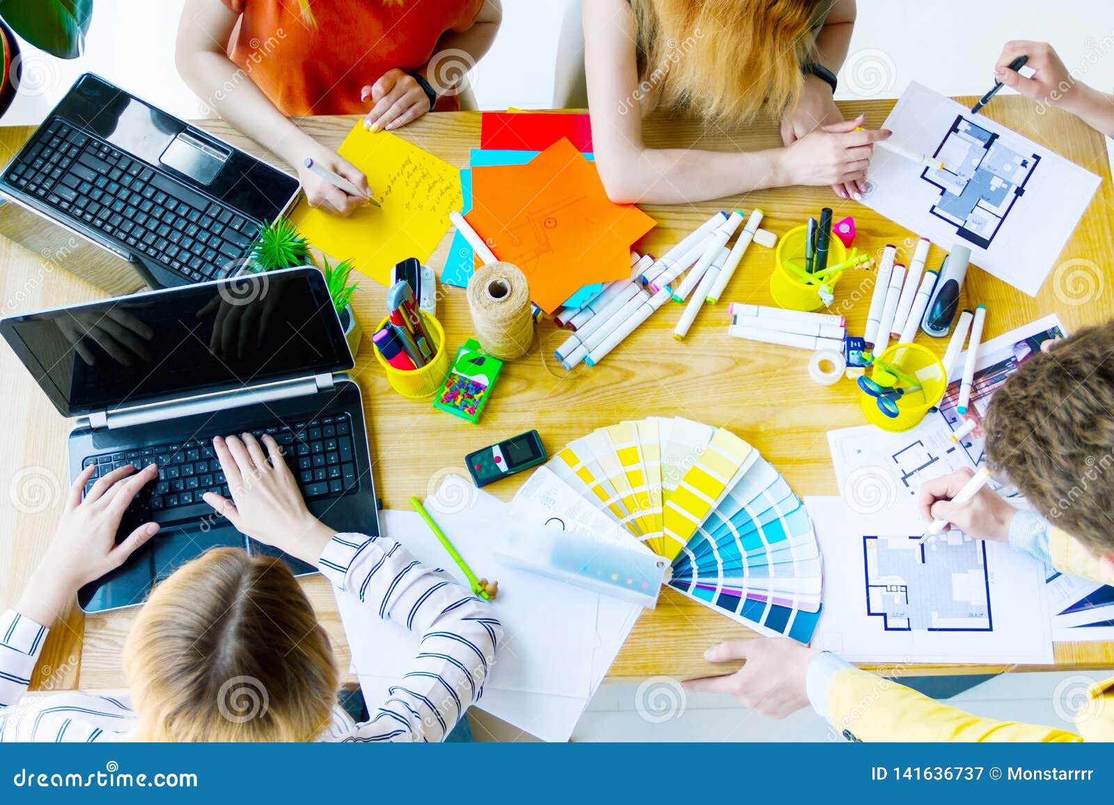 Designers and Architects Working at Office Stock Image - Image of ...