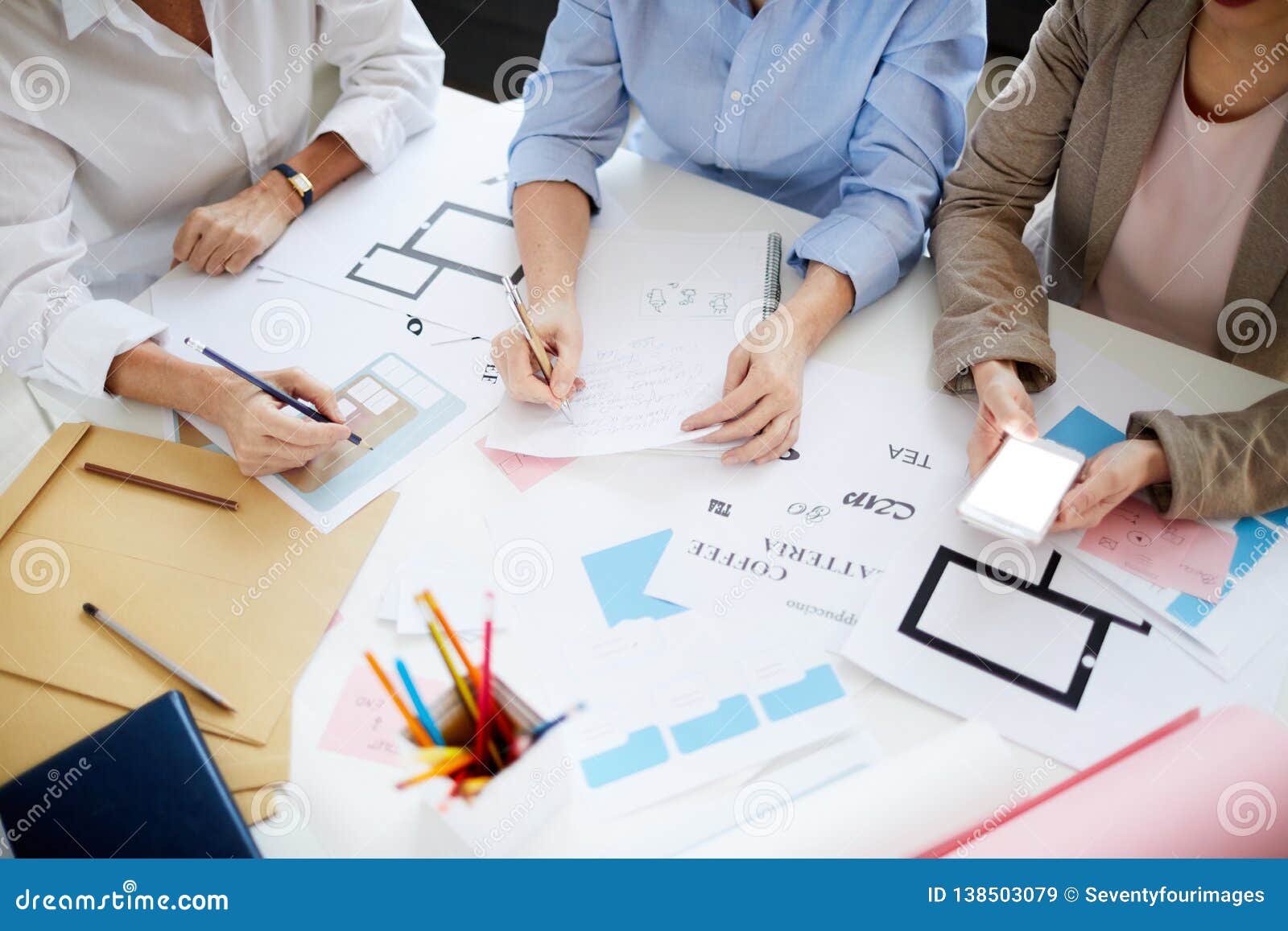 Designers Collaborating on Project Stock Image - Image of startup ...