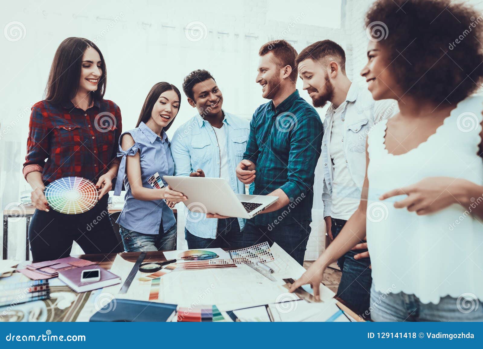 Designers. Different Races. Project. Landscape. Stock Photo - Image of ...