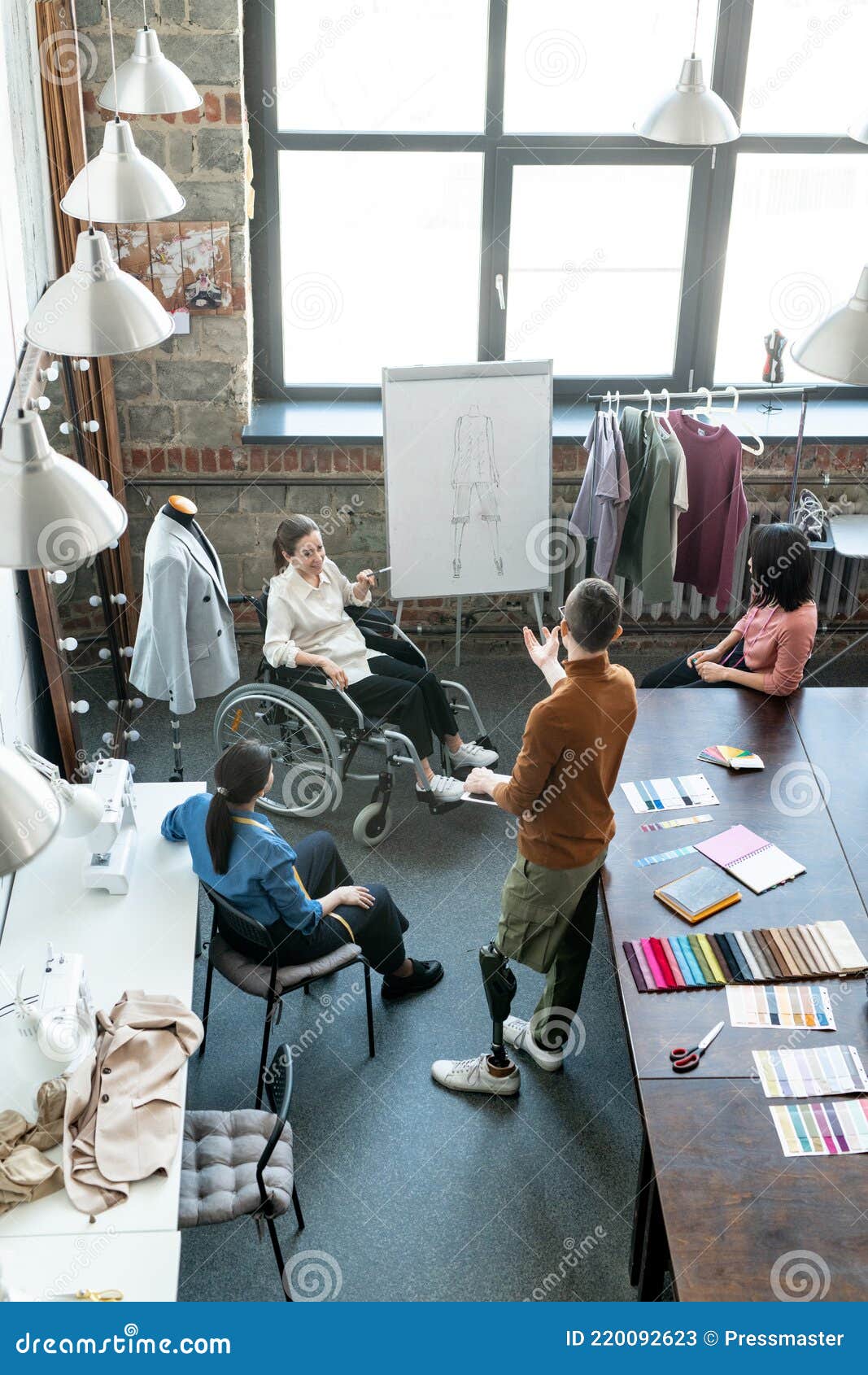 Designers Discussing Sketchc on Whiteboard in Workshop Stock Image ...