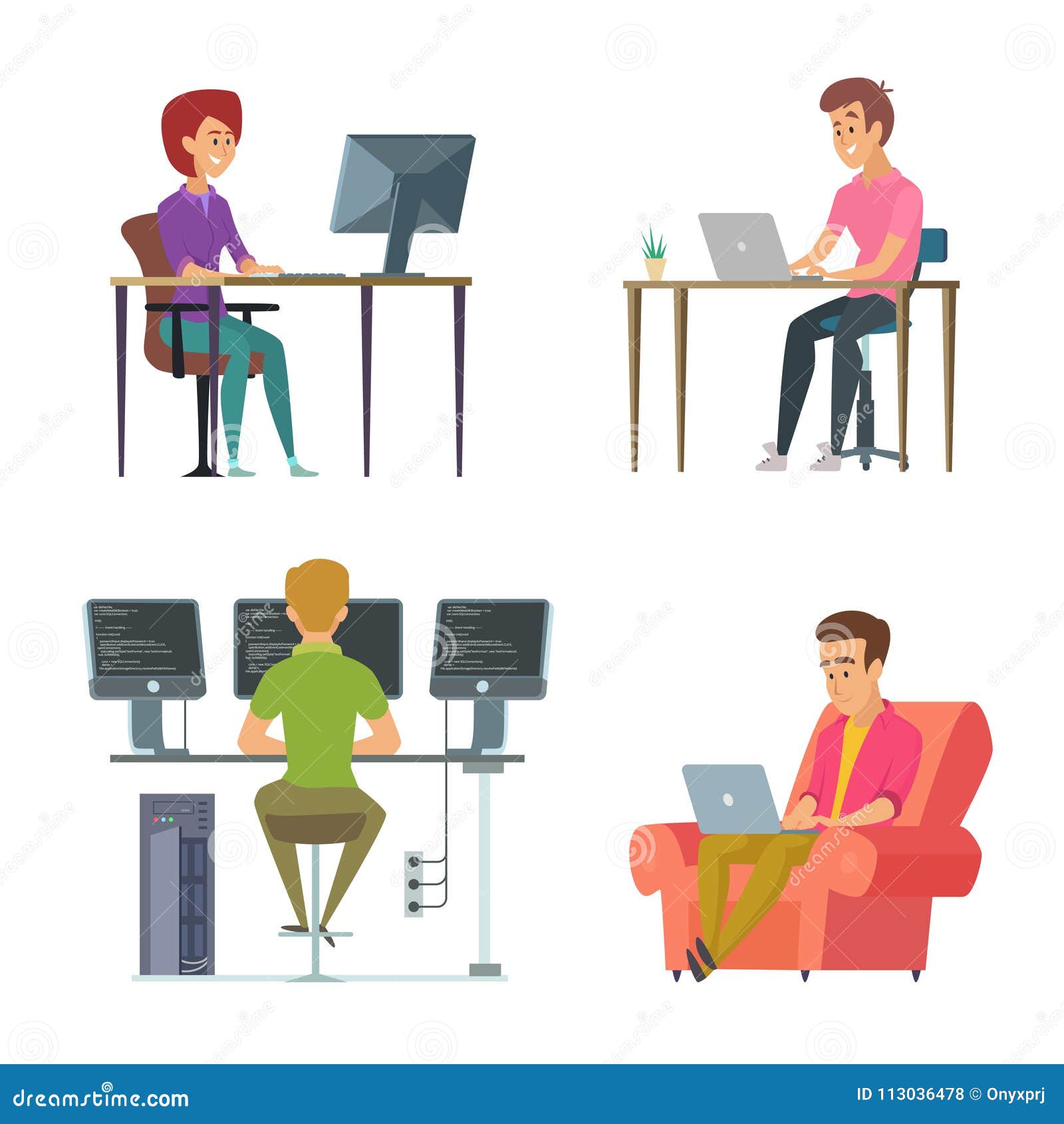 Designers and Programmers at Work Stock Vector - Illustration of person ...