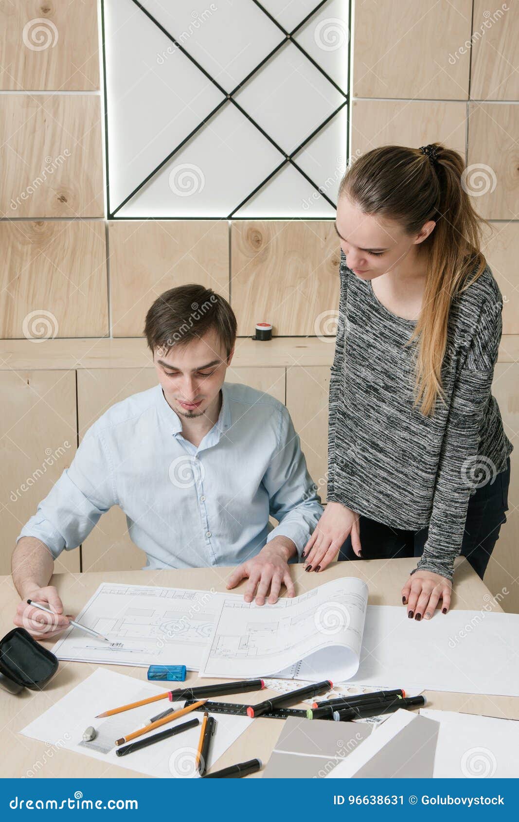 Designers Teamwork on Artistic Sketches Stock Image - Image of desk ...