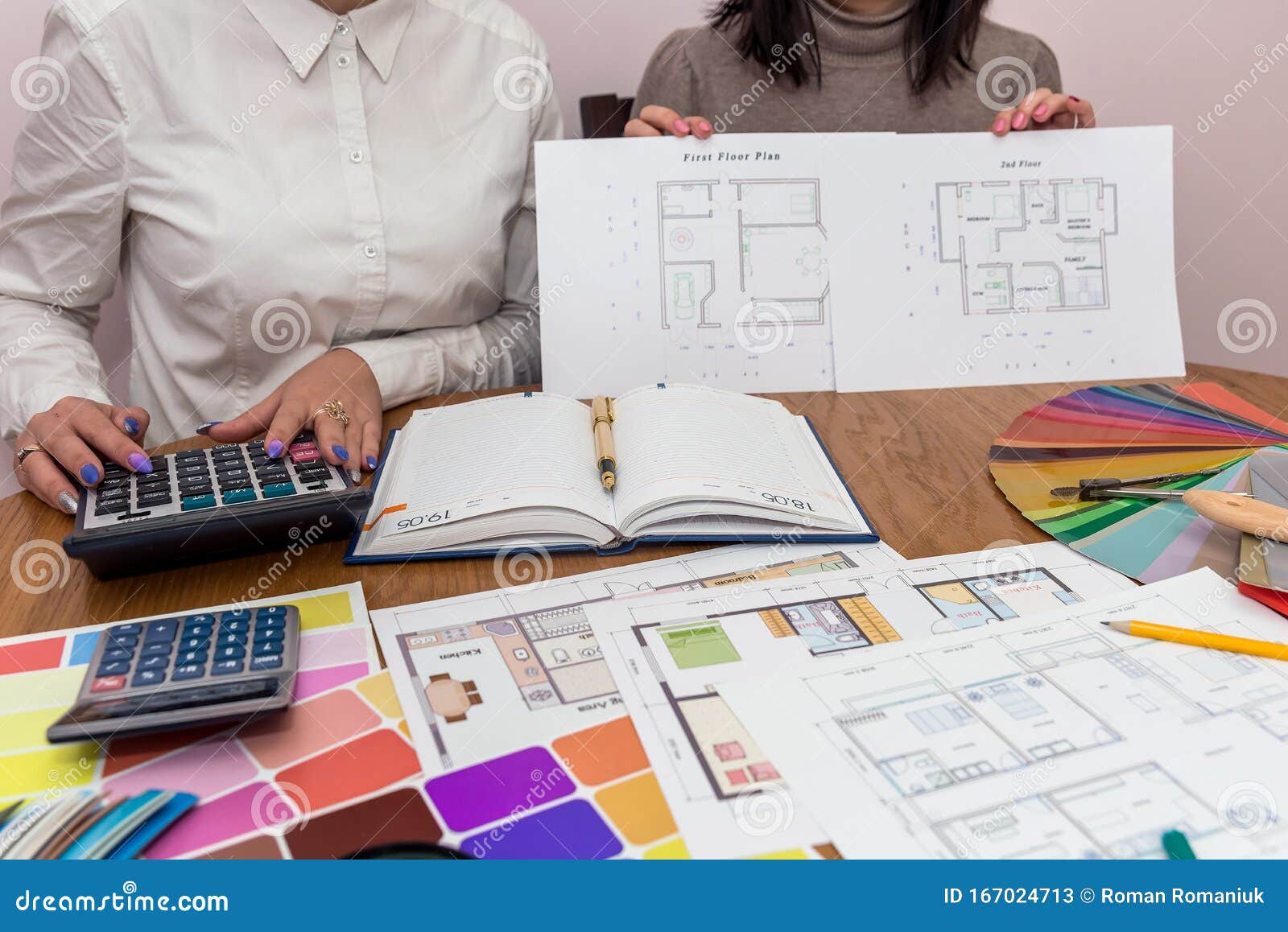 Designers Teamwork in Office Showing House Plan Stock Image - Image of ...