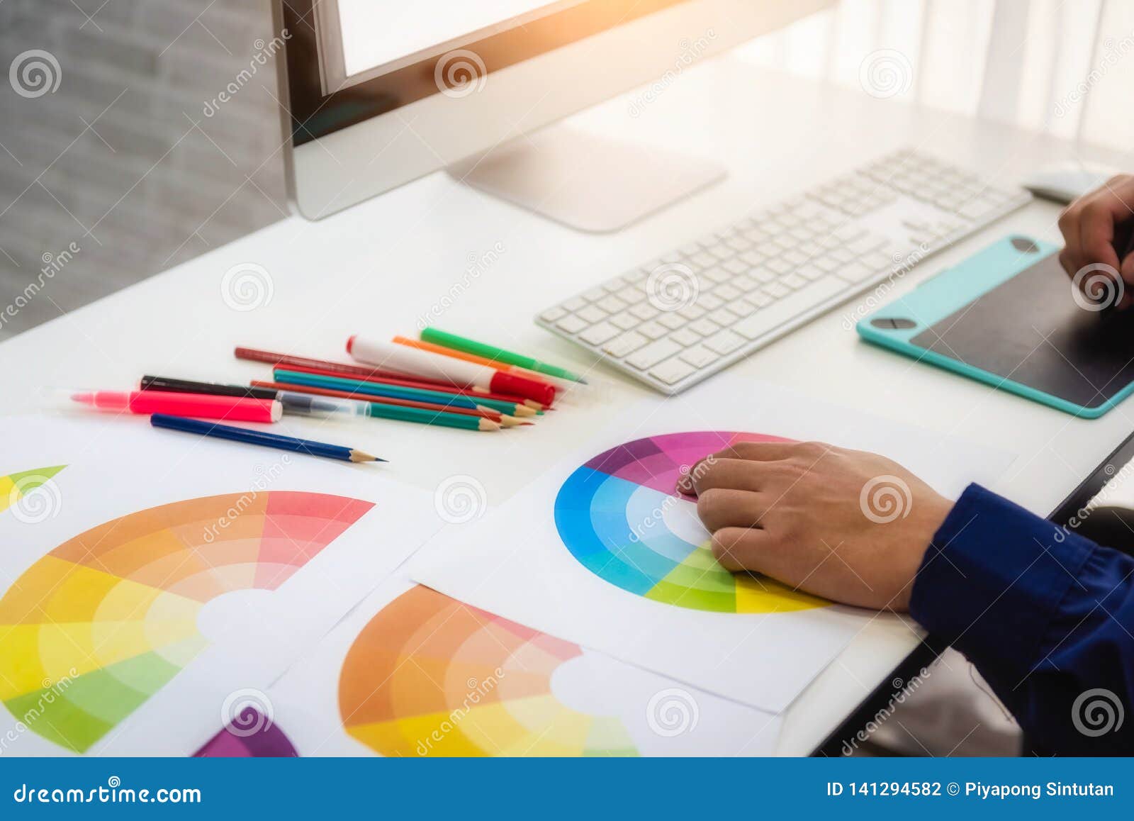 Designers Working with Color Swatch Samples for Design Web in Workplace ...