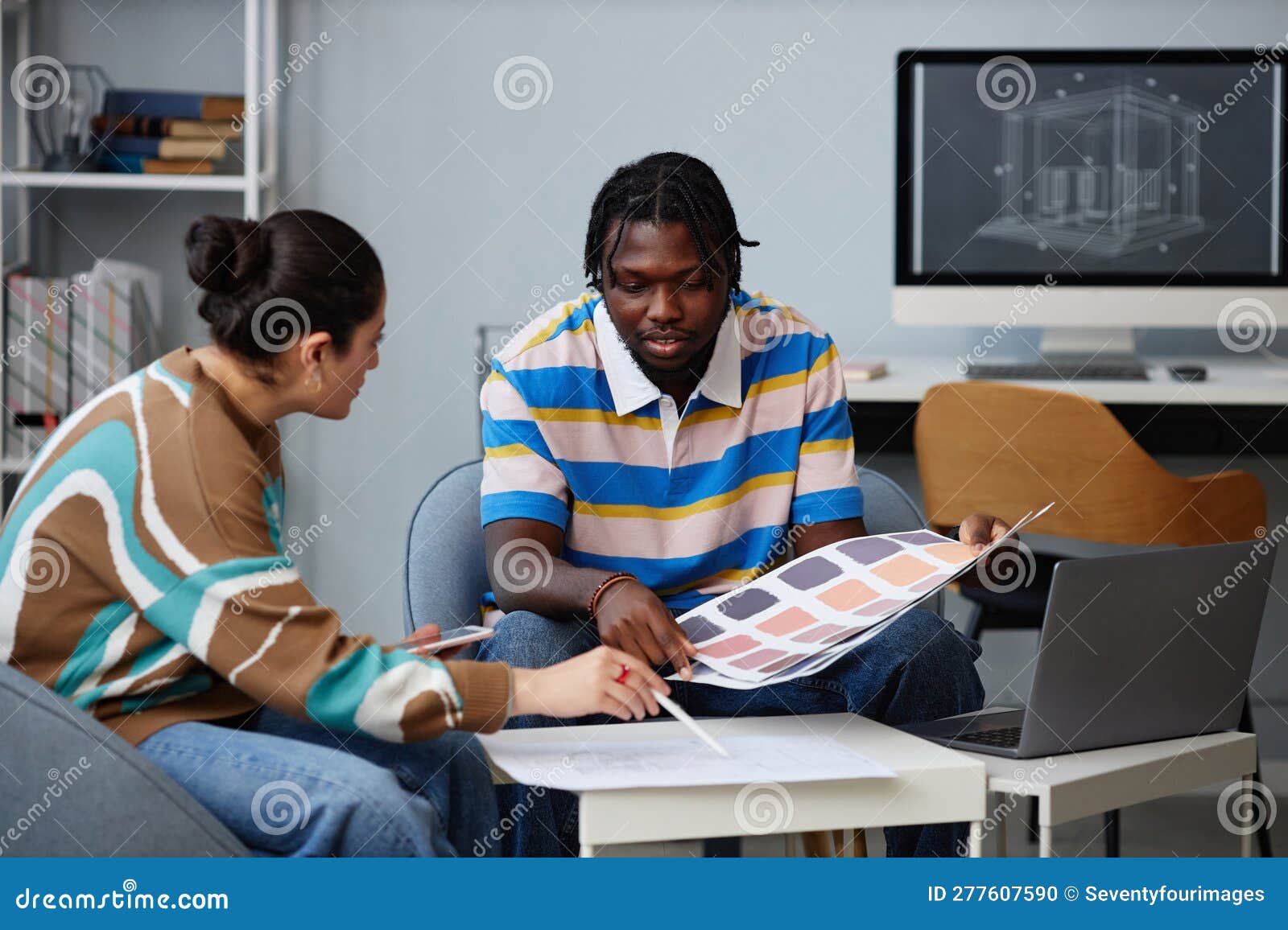 Designers Working with Colored Pattern in Office Stock Photo - Image of ...