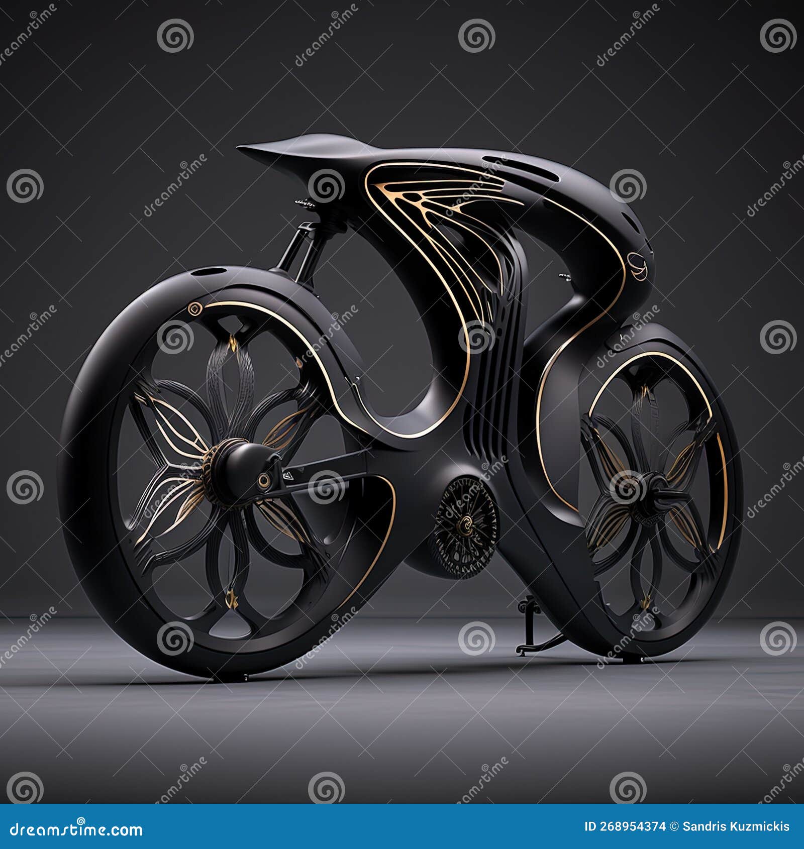 Designing a Black Bicycle. Generative AI Stock Illustration ...