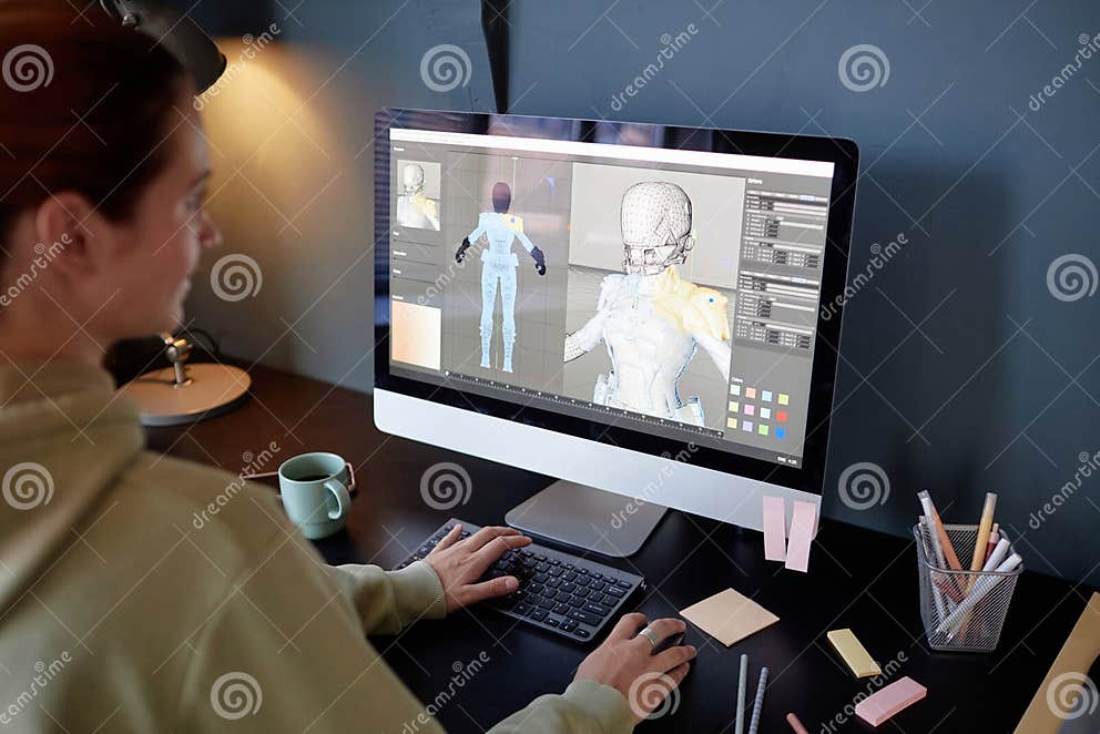 Designing 3D Models on Computer Using Digital Tools Stock Photo - Image ...