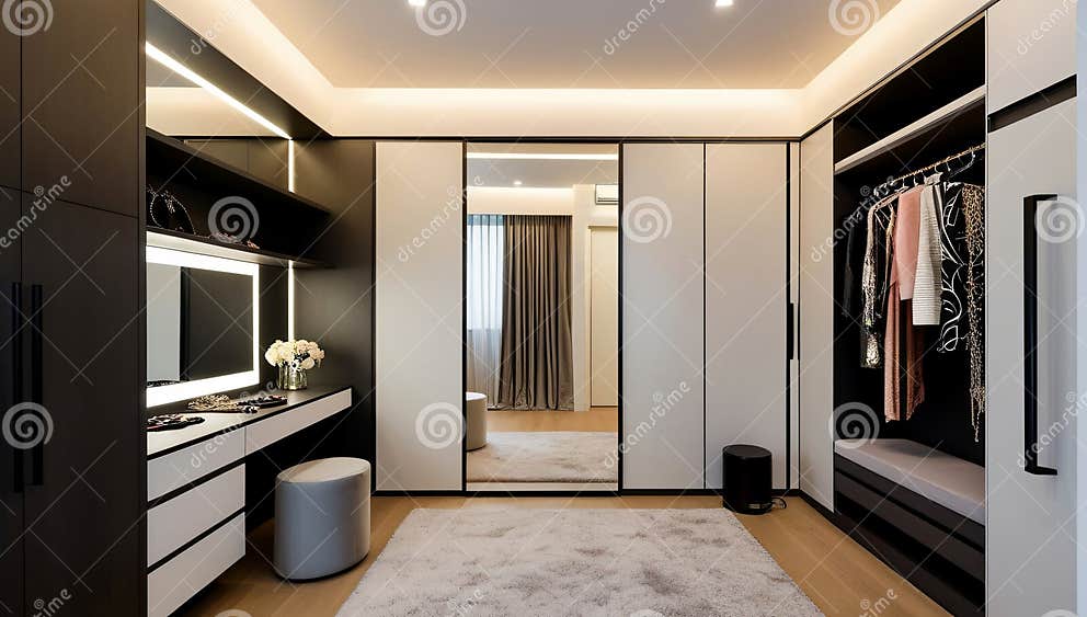 Designing a Dressing Room in a Modern Style, Dressing Room Model Stock ...