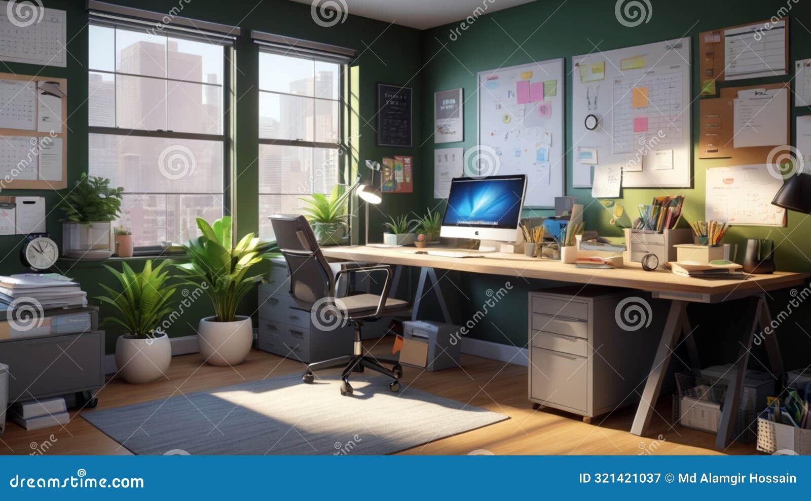 Designing a Functional Workspace: Inspiration for Your Office. Stock ...