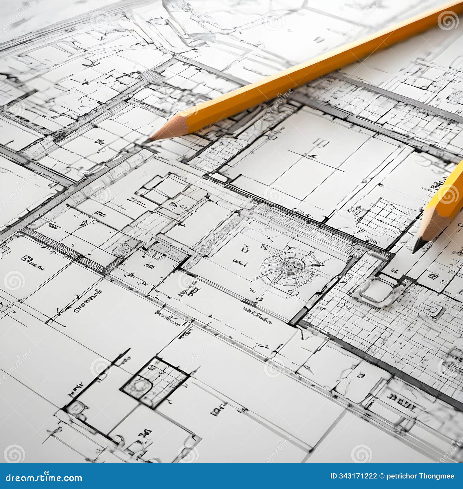 Designing The Future: Architect's Sketch Of Building Project Stock ...