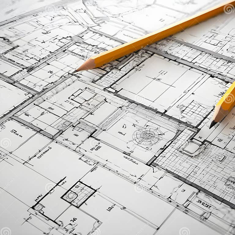 Designing the Future: Architect S Sketch of Building Project Stock ...