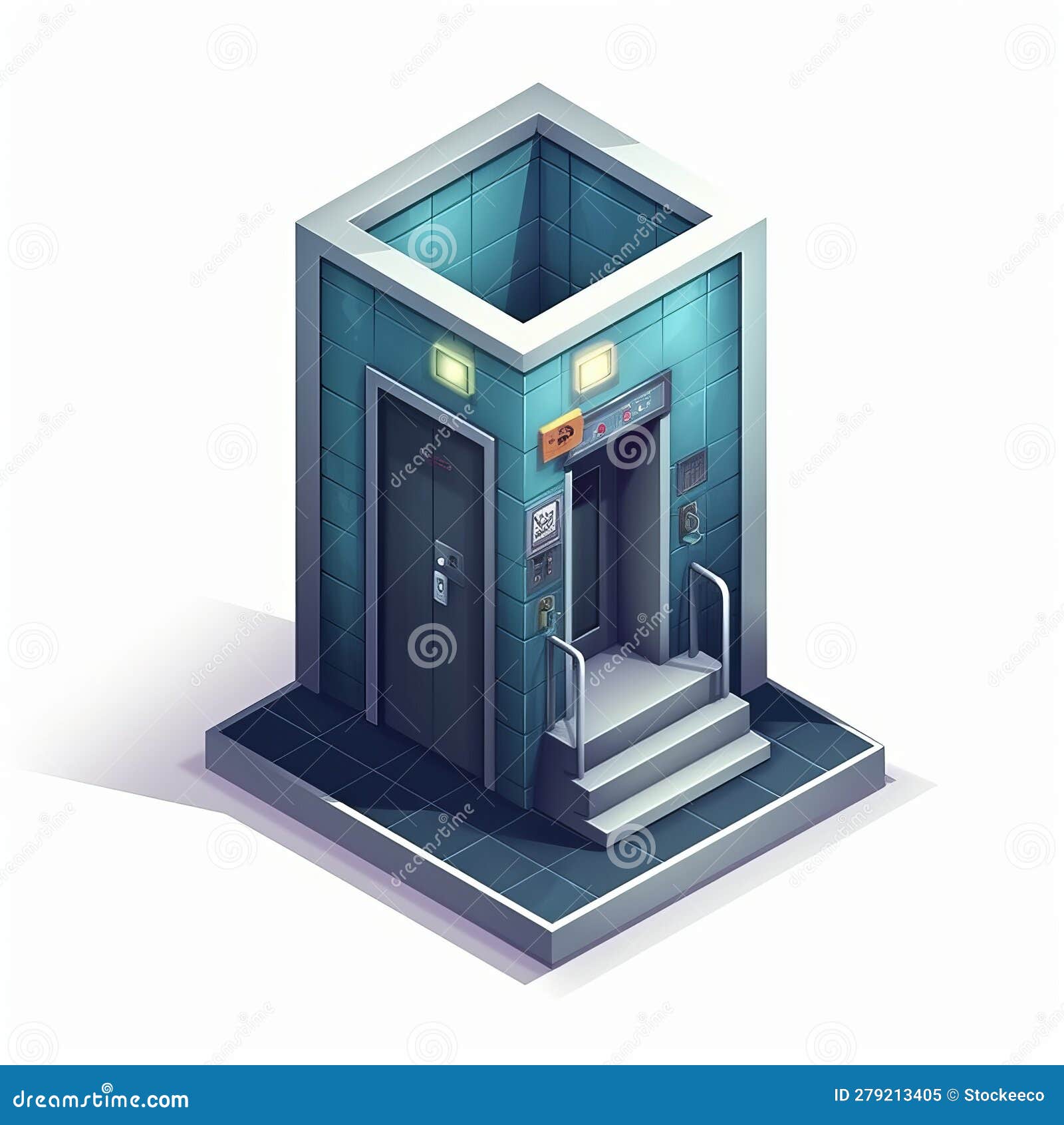 Isometric Elevator Icon Set Cartoon Vector | CartoonDealer.com #261710791