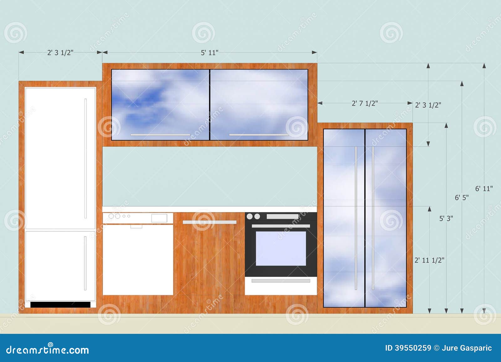 Designing a kitchen stock illustration. Illustration of drawing - 39550259