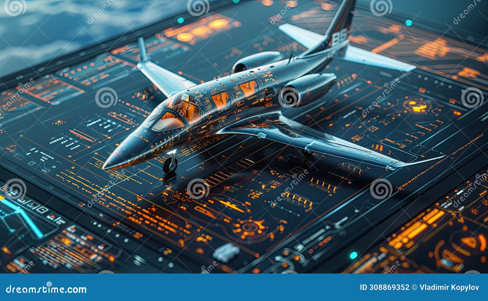 Designing the Latest Fighter Jet on a Tablet Stock Illustration ...