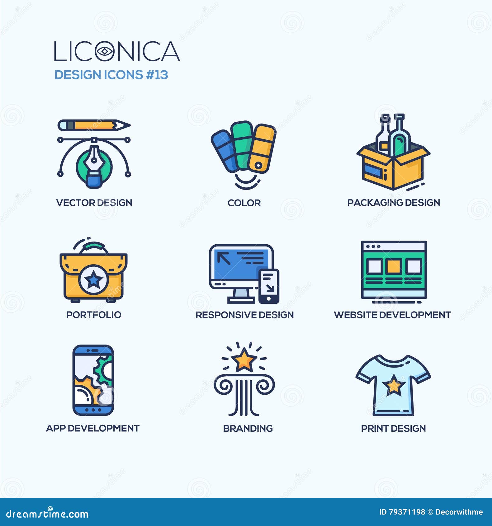 Designing - Thin Line Design Icons, Pictograms Vector Illustration ...