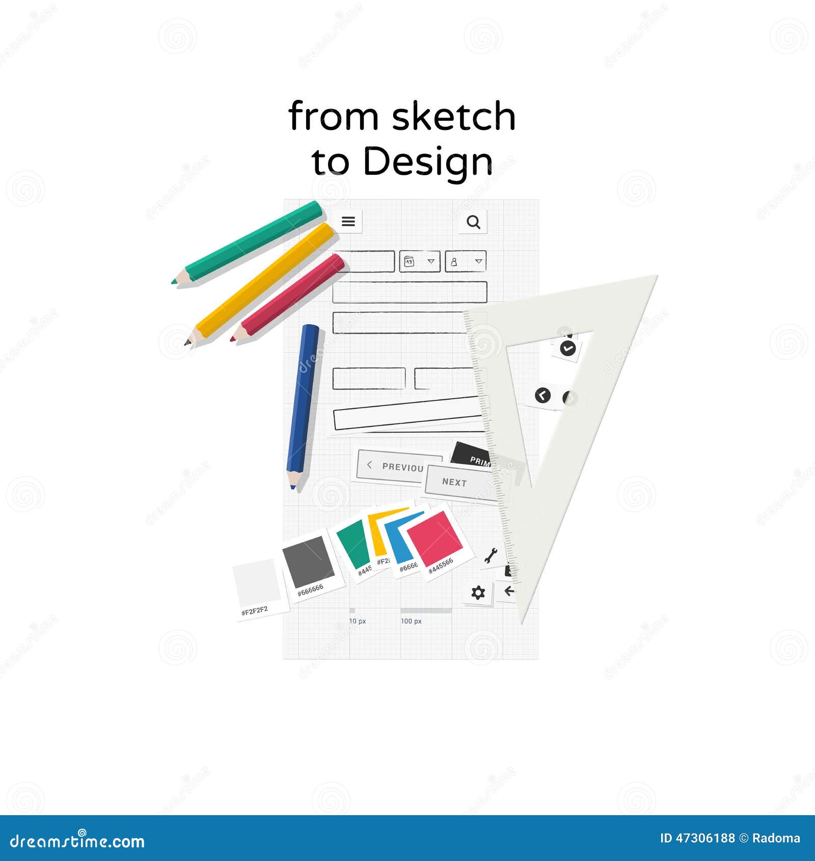 Designing website on paper stock vector. Illustration of creative ...