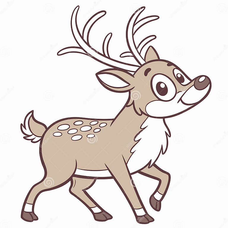 Cartoon Smiling Deer Illustration, Brown and White, Childrenâ€™s Book ...