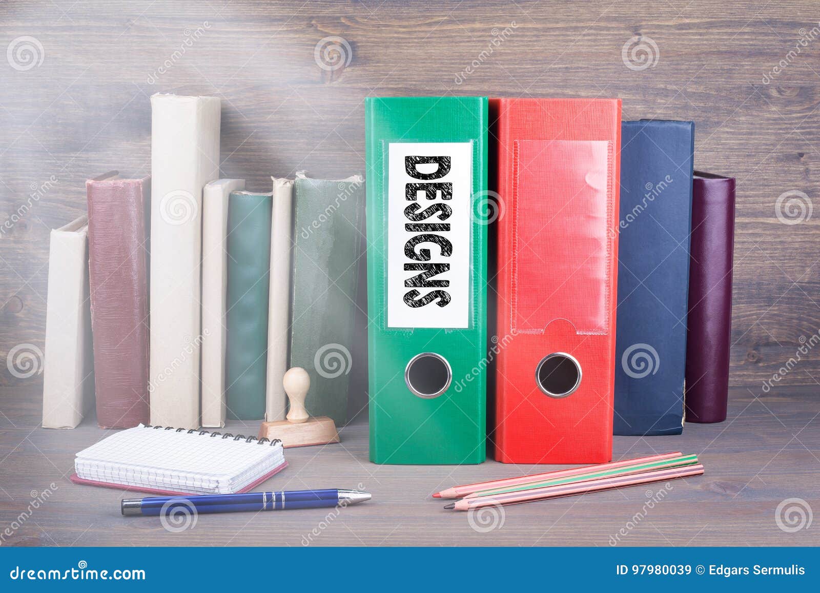 Designs. Binder on Desk in the Office. Business Backgroundr Stock Image ...